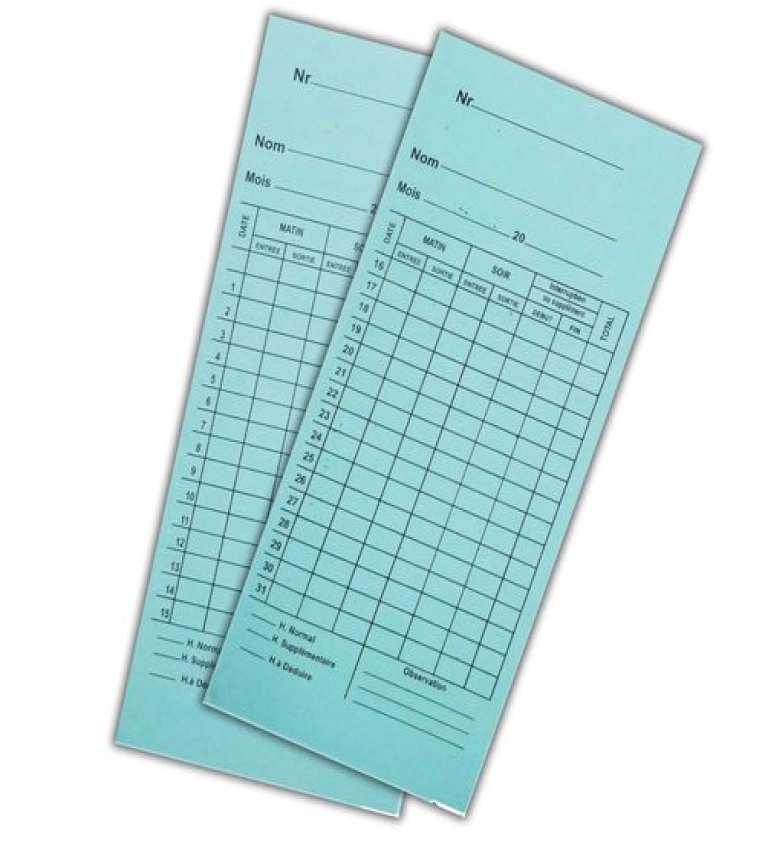 Tanjashop.com - Fiche de pointage mensuel pré-imprimées 8x20 cm